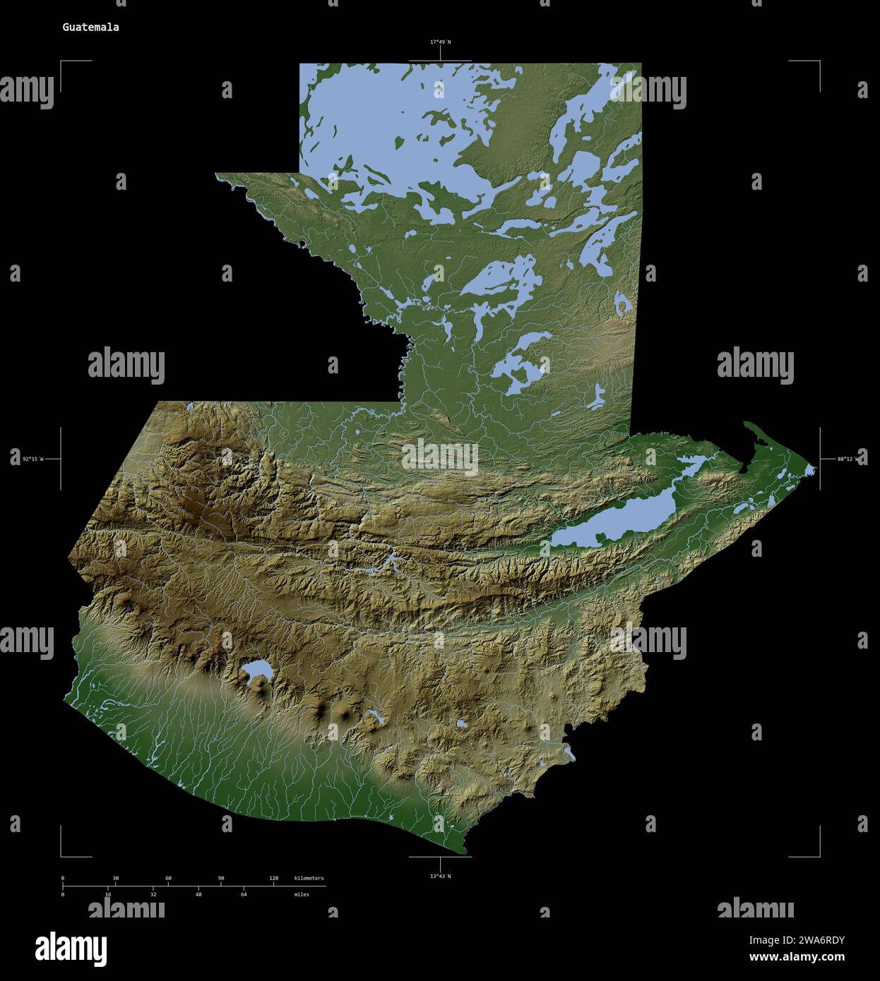 Shape of a Pale colored elevation map with lakes and rivers of the ...