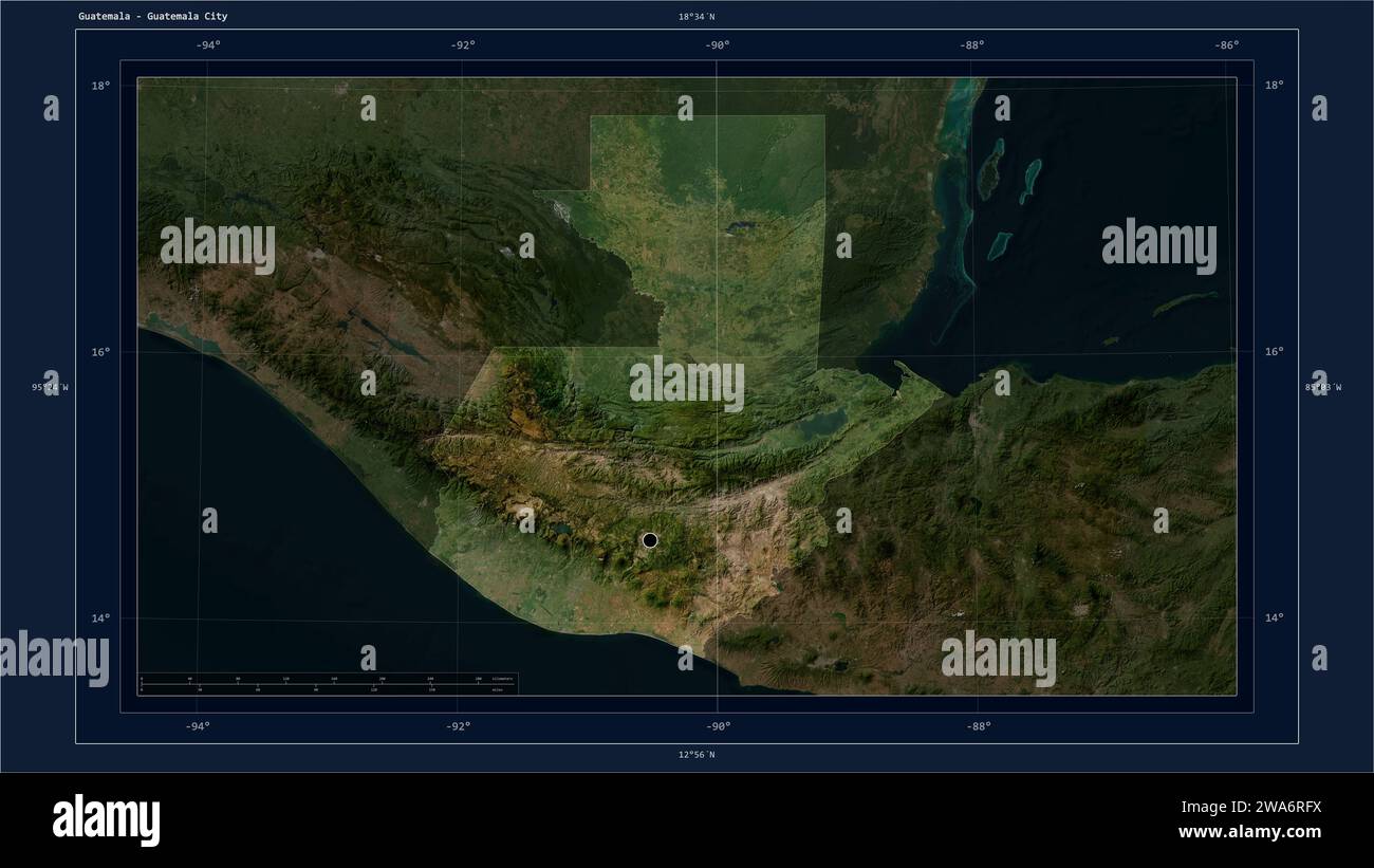 Guatemala highlighted on a low resolution satellite map map with the ...
