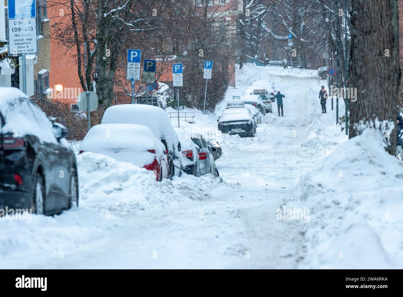 Oslo 20240102.The last few days' snowfall is leaving its mark on Oslo ...