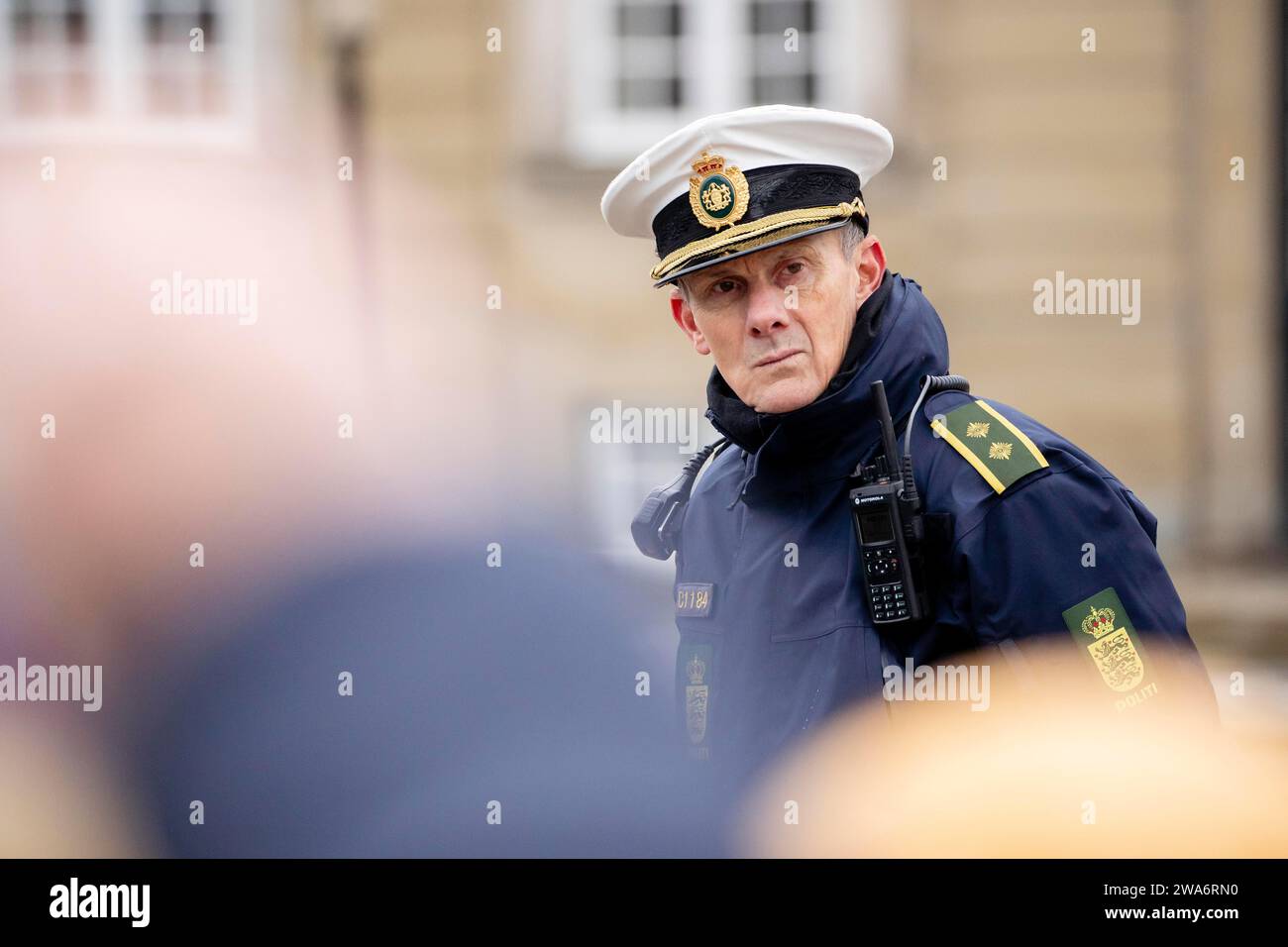 Copenhagen, Hovedstaden, Denmark. 2nd Jan, 2024. Police officer at the ...