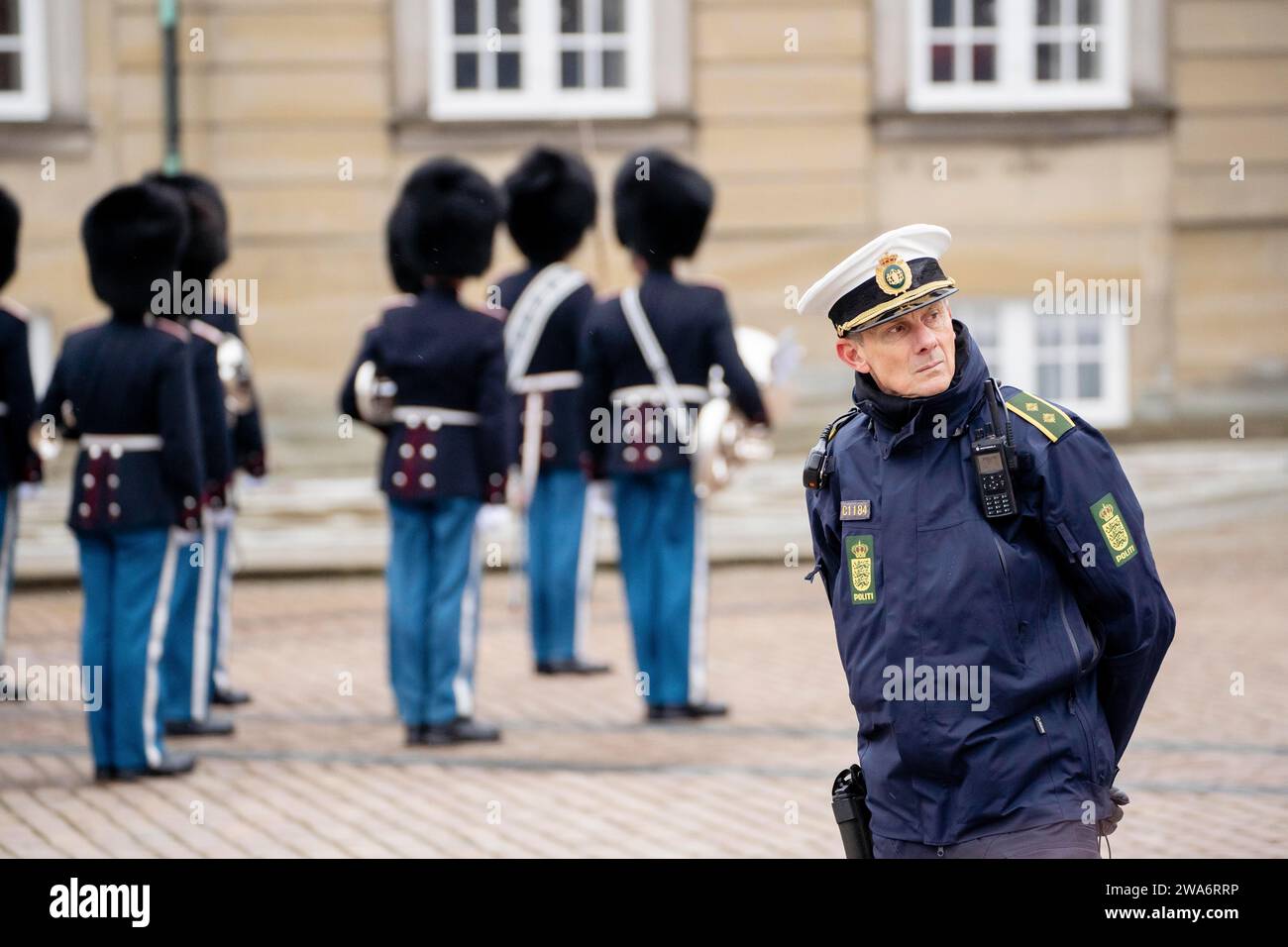 Copenhagen, Hovedstaden, Denmark. 2nd Jan, 2024. Police officer at the ...