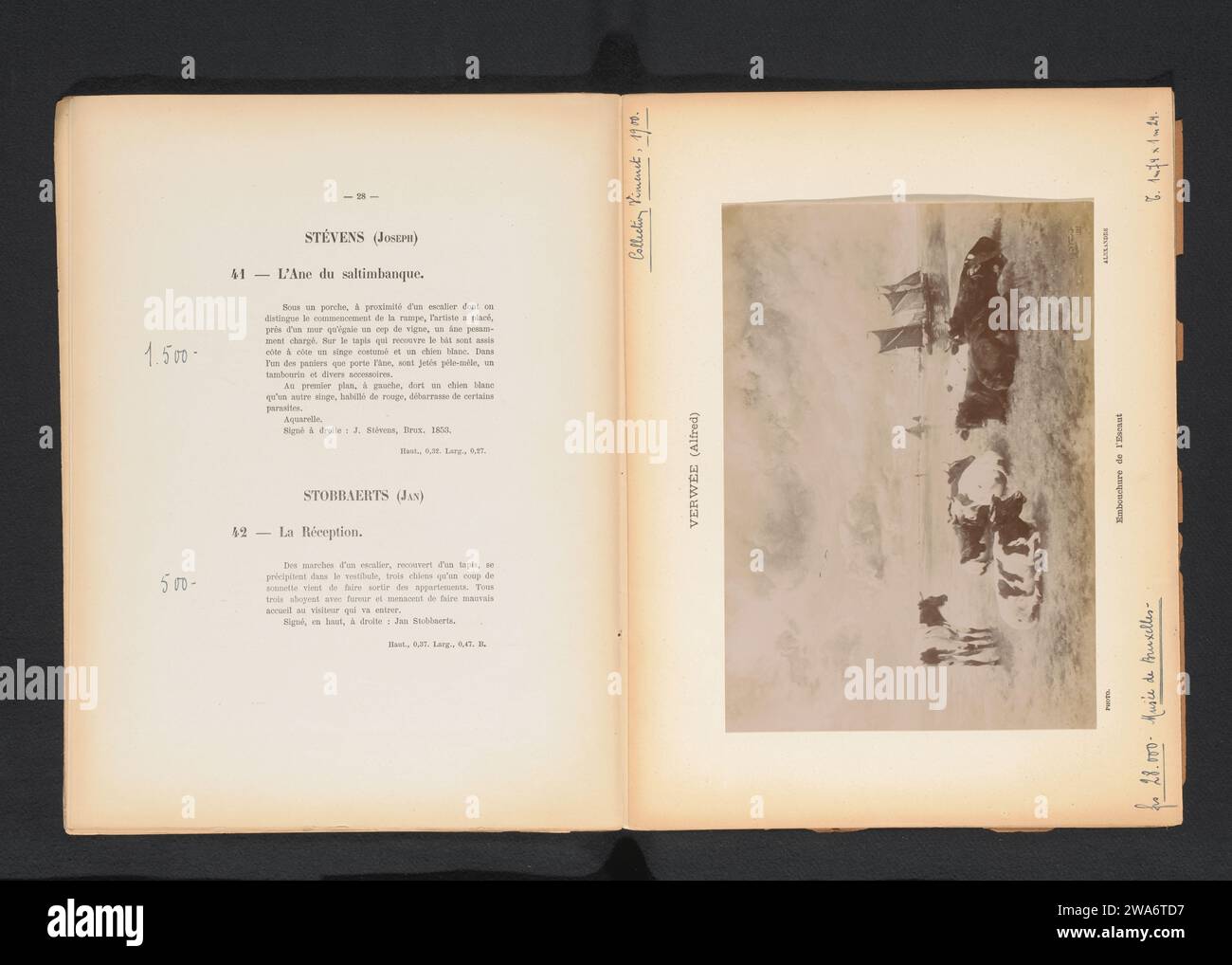 Photo production of a painting of a herd of cows, with sailing ships on ...