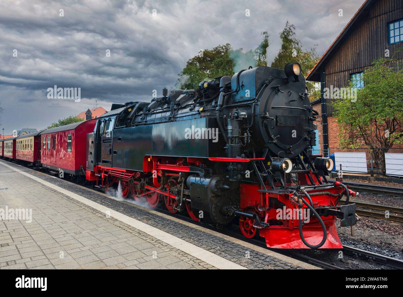 old steam train in germany in the harz Stock Photo - Alamy
