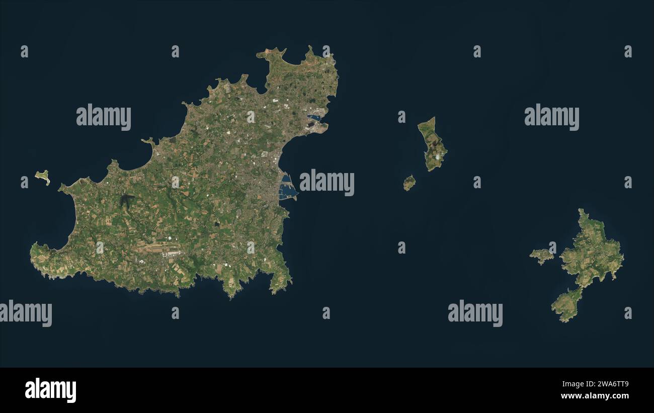 Guernsey highlighted on a high resolution satellite map Stock Photo - Alamy