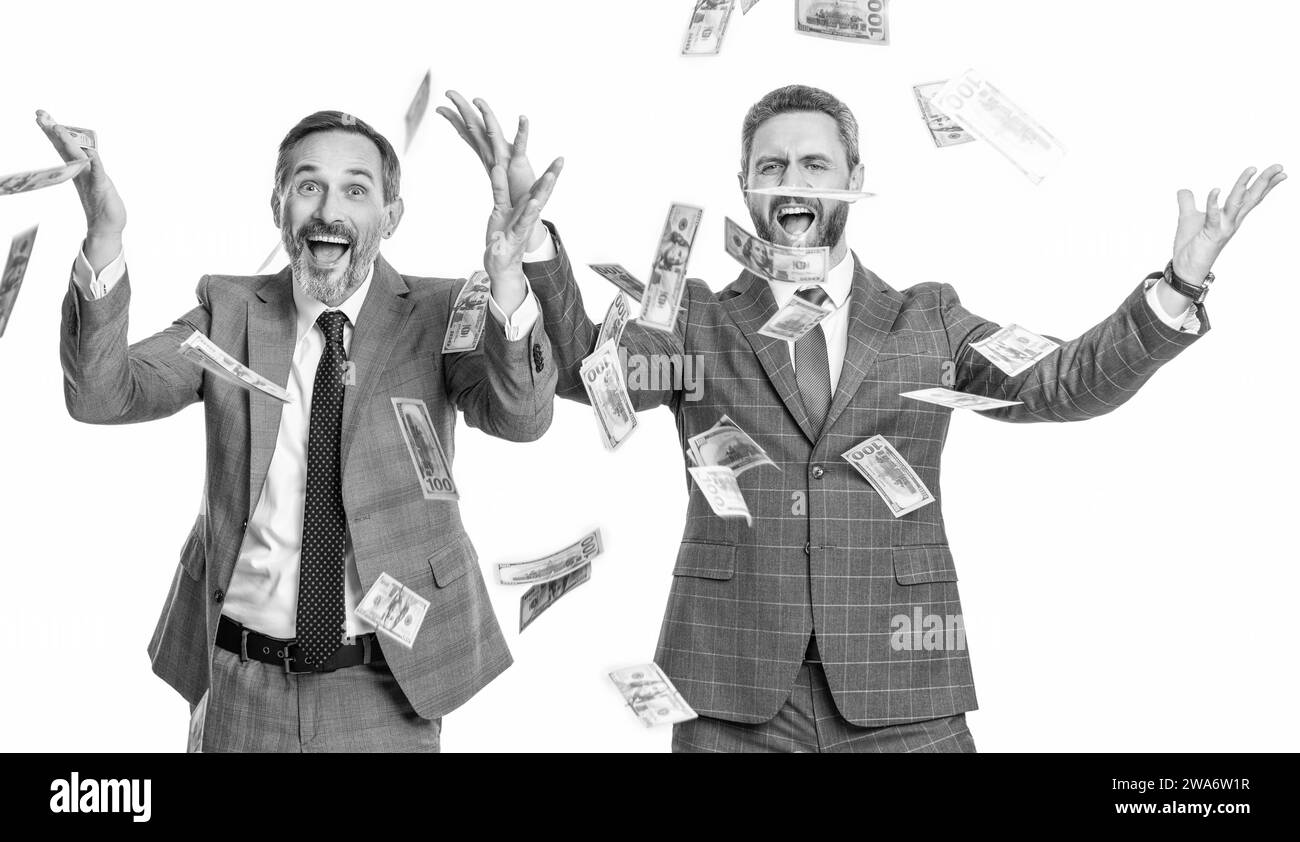 photo of glad millionaire men hold money. millionaire men hold money ...