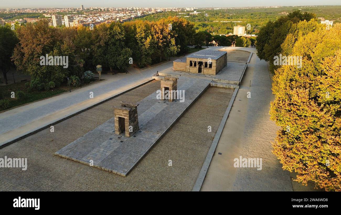 drone photo Amon Temple, Templo de Debod Madrid Spain Europe Stock ...