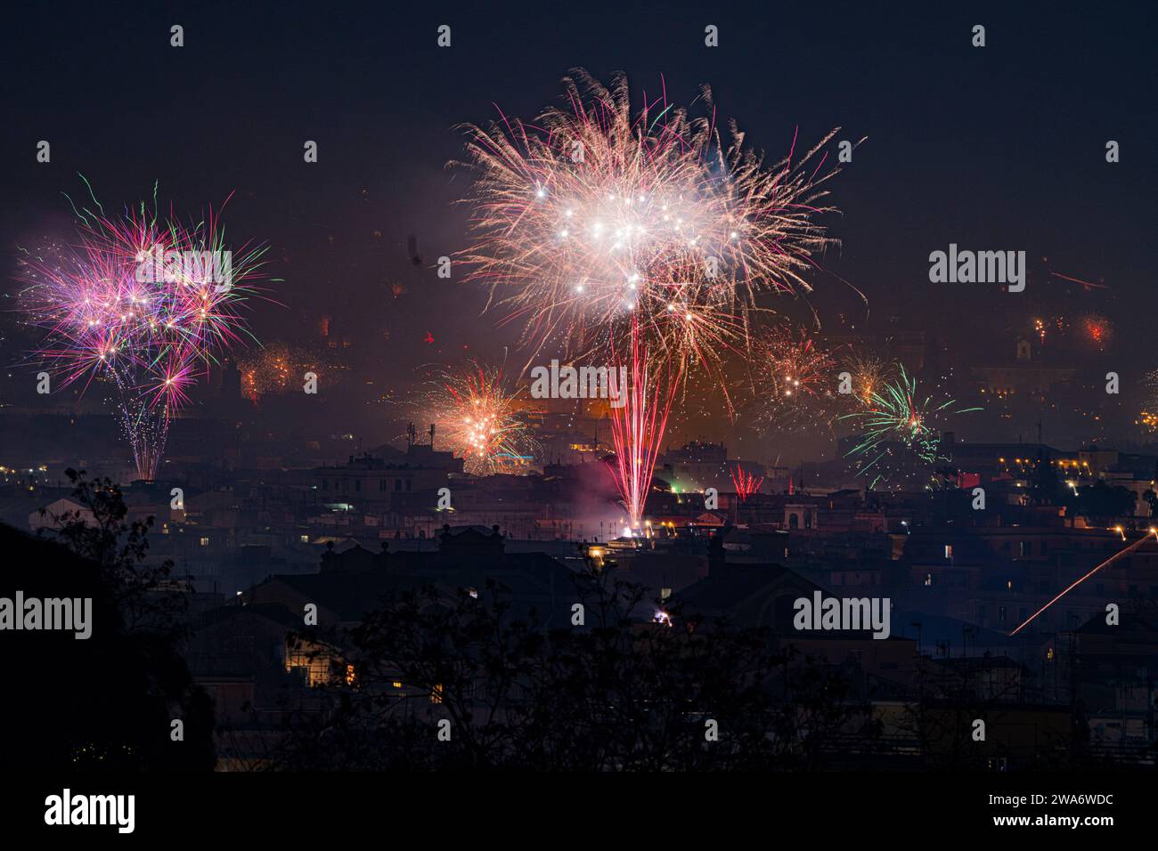 Roma, Italy, January 1, 2024 - Fireworks over Rome to celebrate New ...