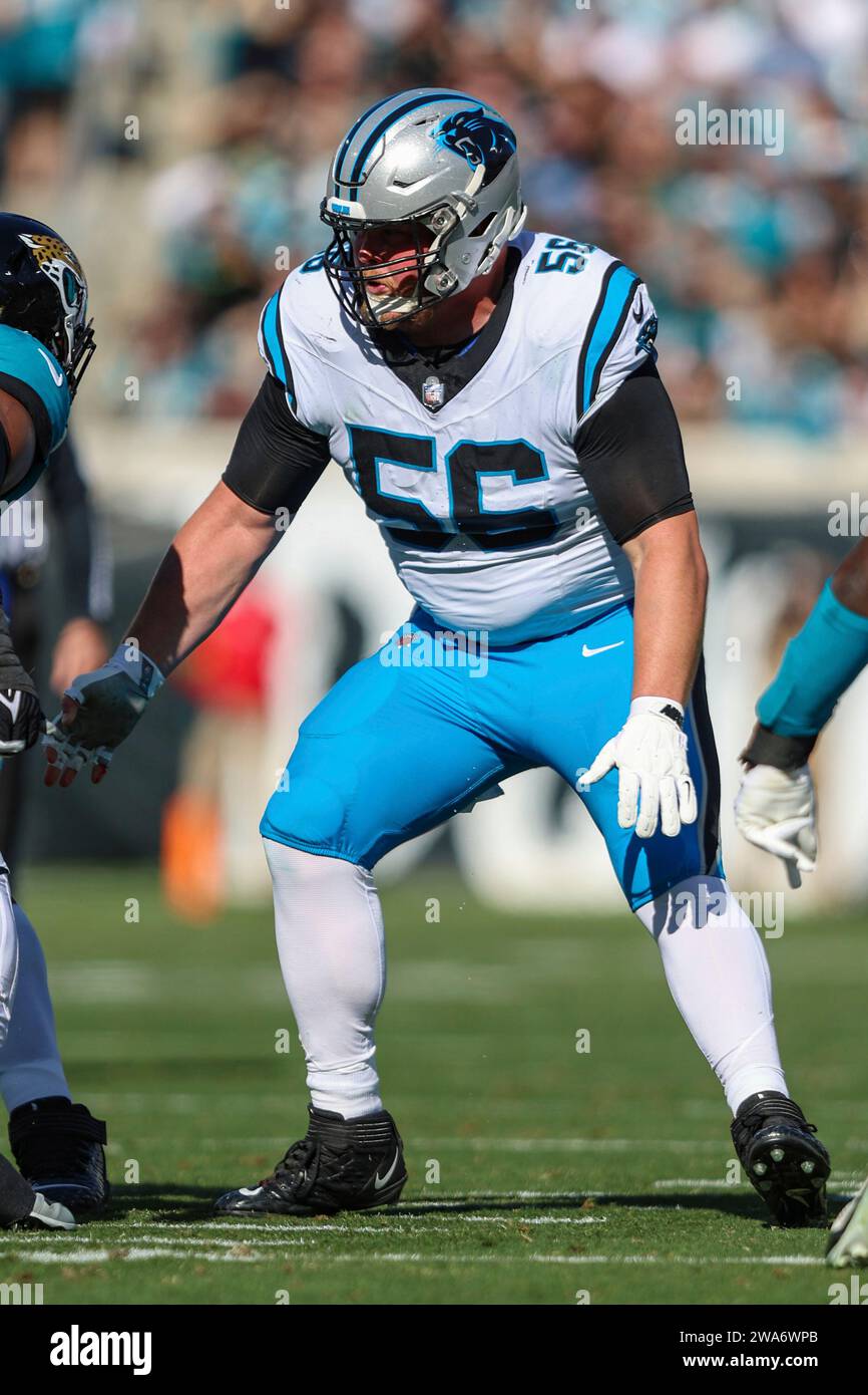 Carolina Panthers center Bradley Bozeman (56) in action during an NFL ...