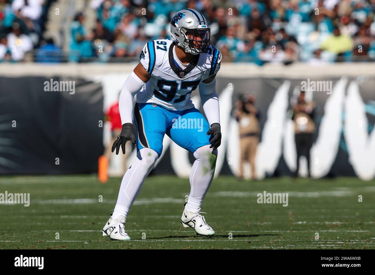Carolina Panthers linebacker Yetur Gross-Matos (97) in action during an ...