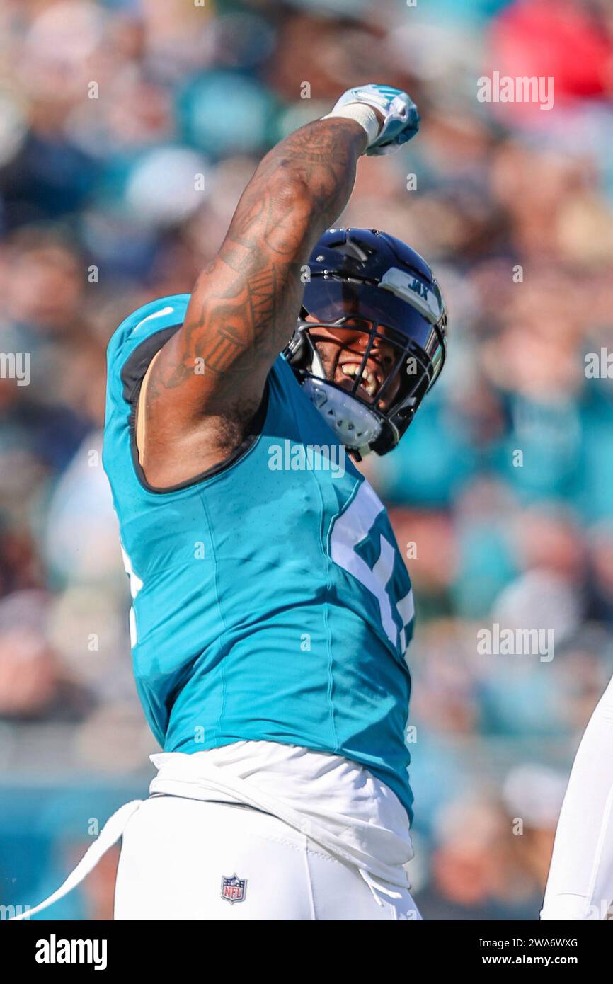 Jacksonville Jaguars linebacker Josh Allen (41) celebrates during an ...