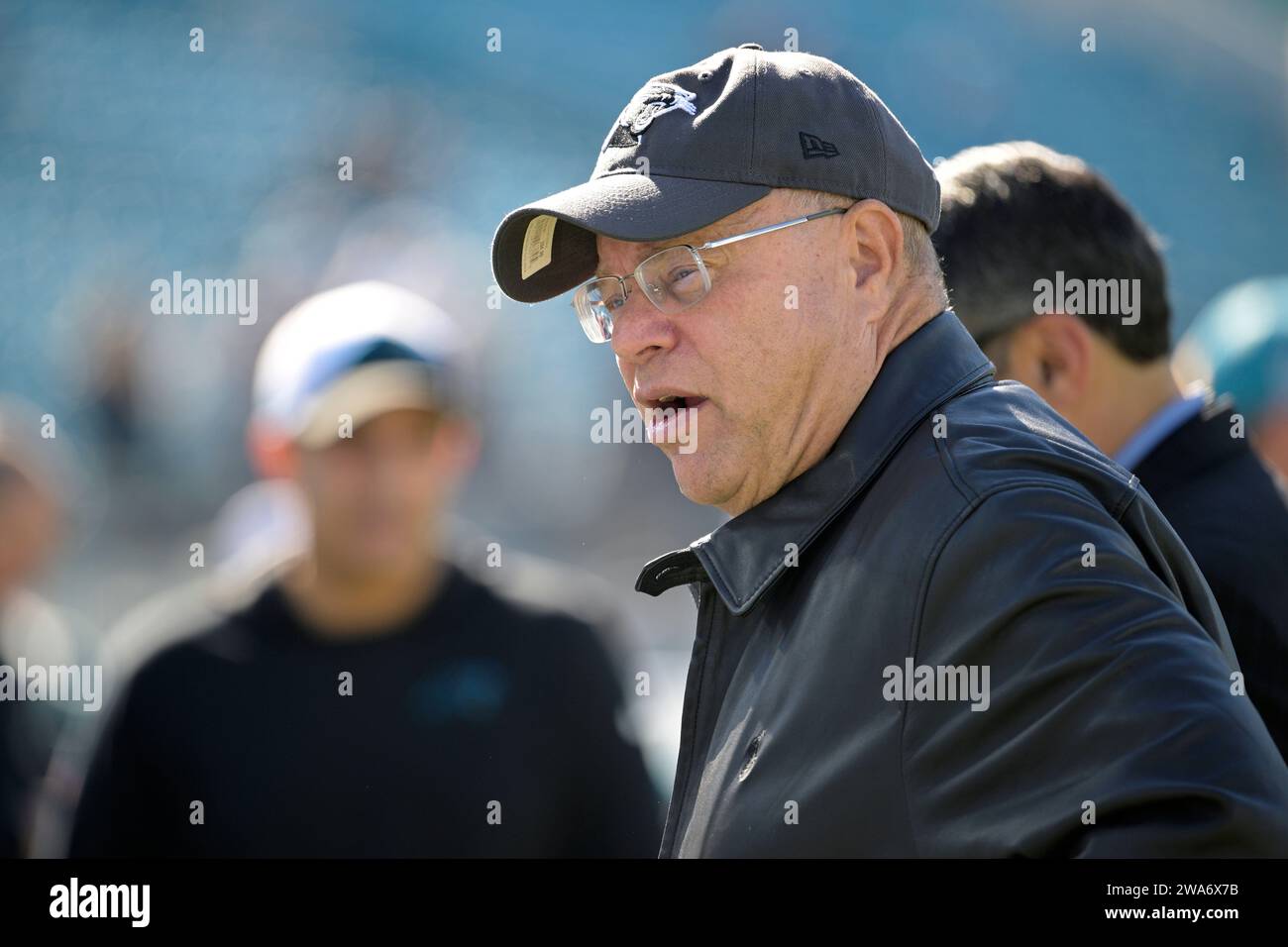 Carolina Panthers owner David Tepper watches players warm up before an ...