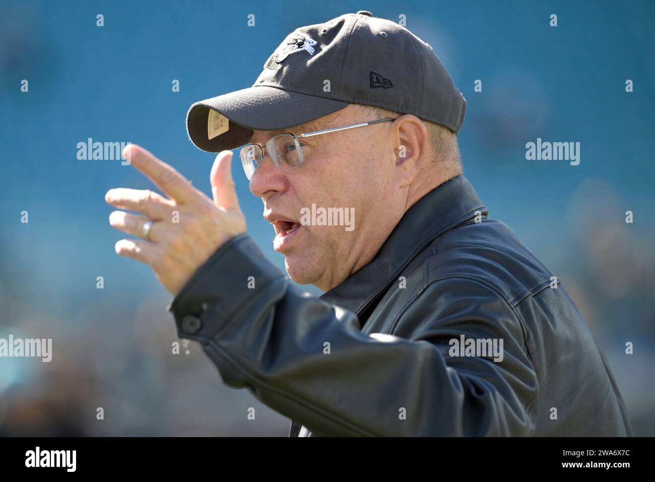 Carolina Panthers owner David Tepper watches players warm up before an ...