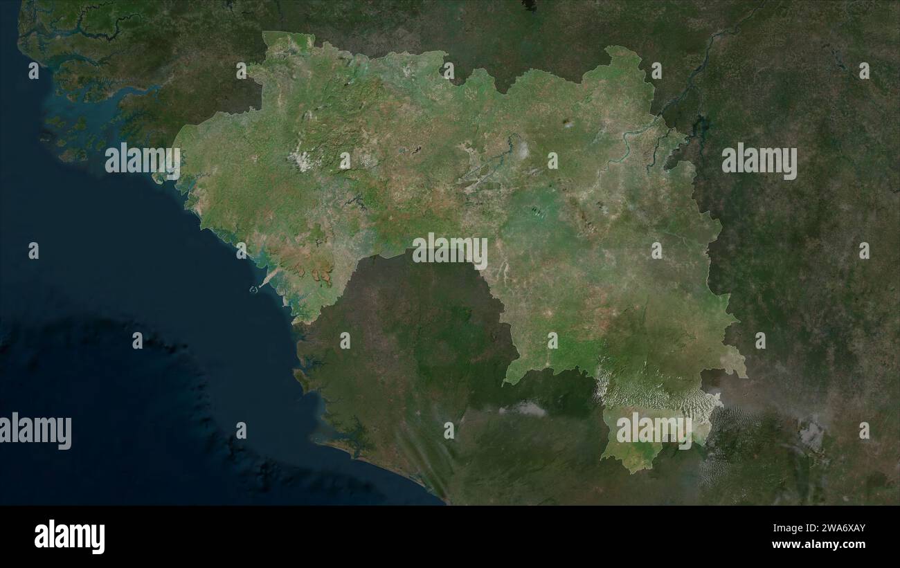 Guinea highlighted on a high resolution satellite map Stock Photo - Alamy
