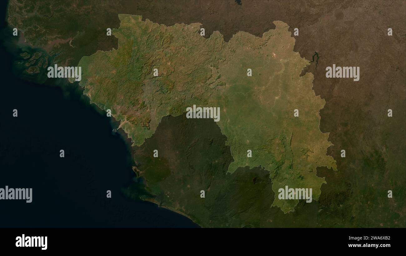 Guinea highlighted on a low resolution satellite map Stock Photo - Alamy