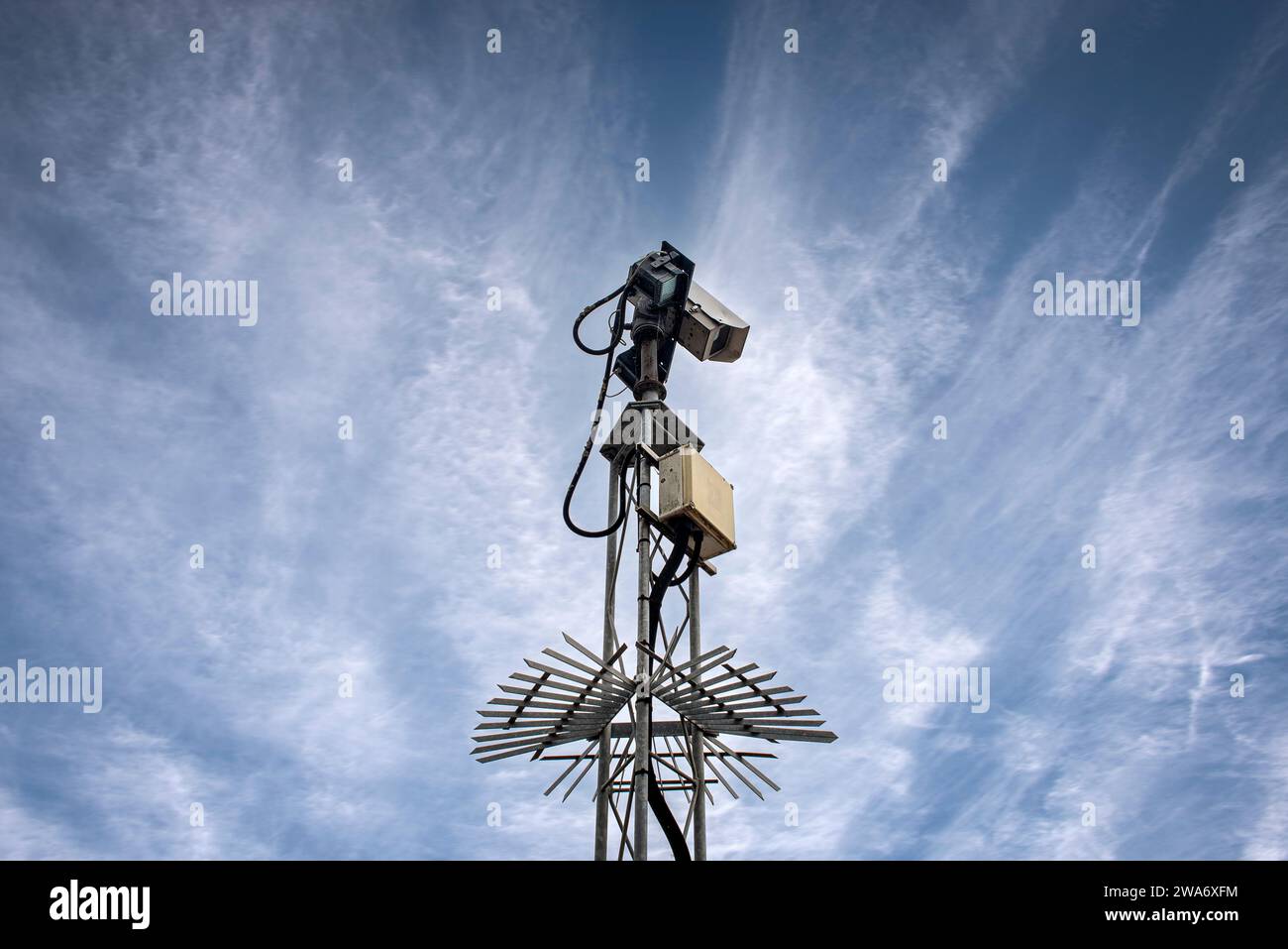 Security CCTV cameras mounted on the post for surveillance Stock Photo ...
