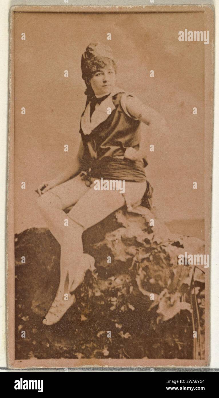 [Actress in studio posing on prop boulder], from the Actors and ...