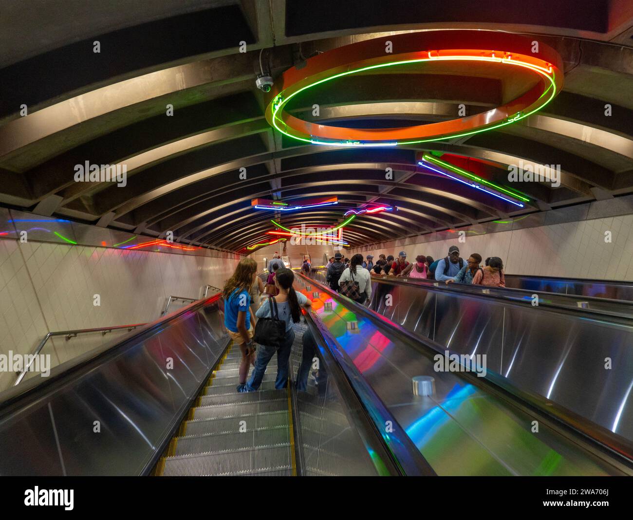Path train escalator at the World Trade Center location downtown in ...