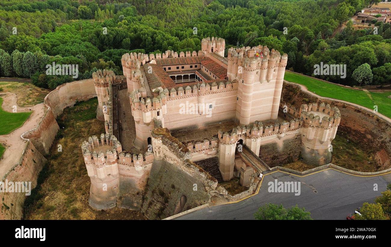 drone photo Coca castle Spain Europe Stock Photo - Alamy