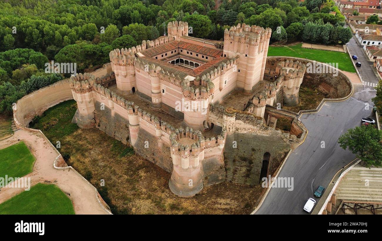 drone photo Coca castle Spain Europe Stock Photo - Alamy