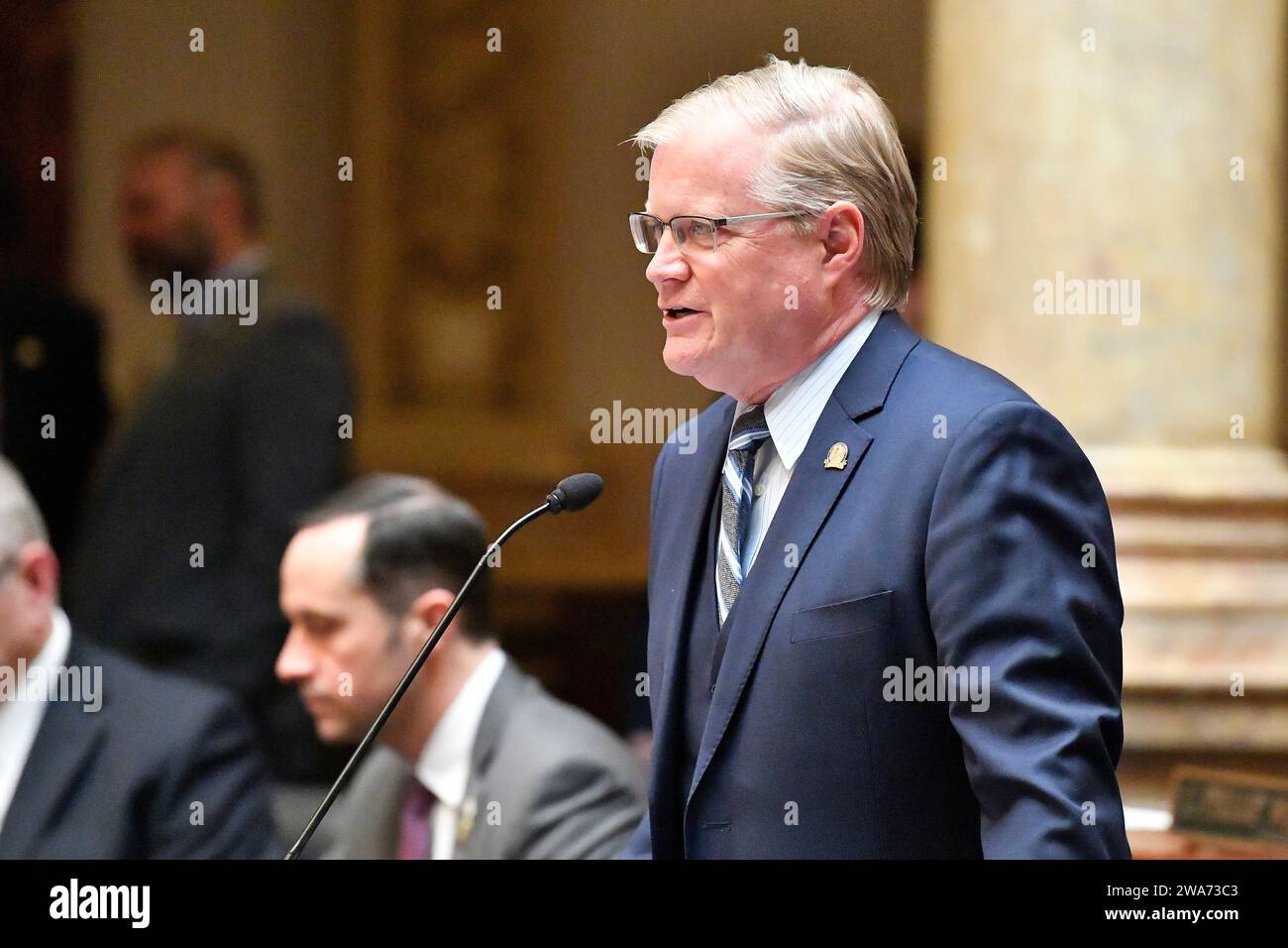 Kentucky Senate Majority Floor Leader Damon Thayer speaks during the ...