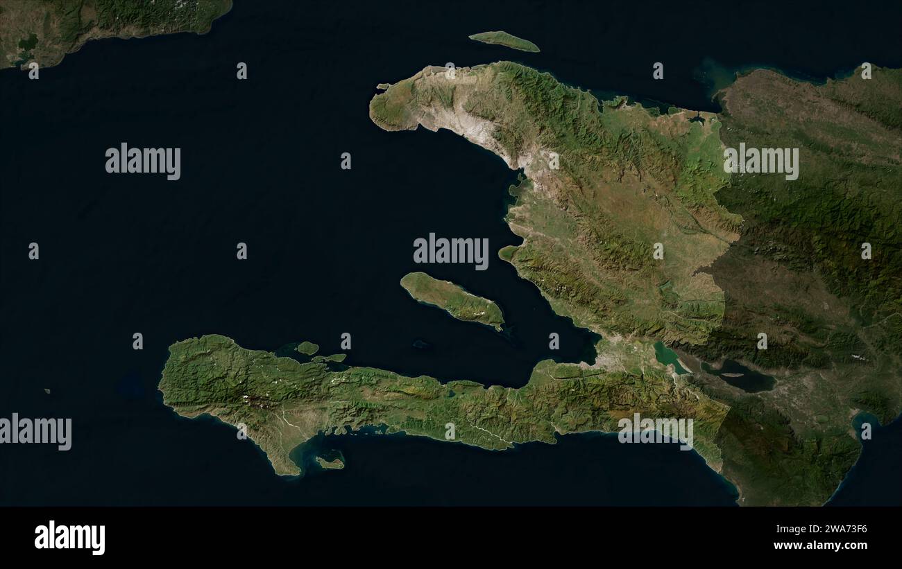 Haiti highlighted on a low resolution satellite map Stock Photo - Alamy