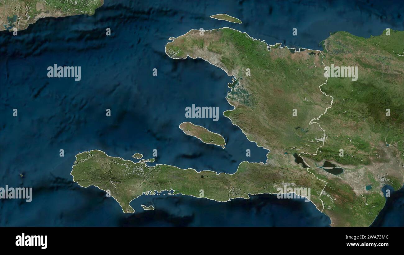 Haiti outlined on a high resolution satellite map Stock Photo - Alamy