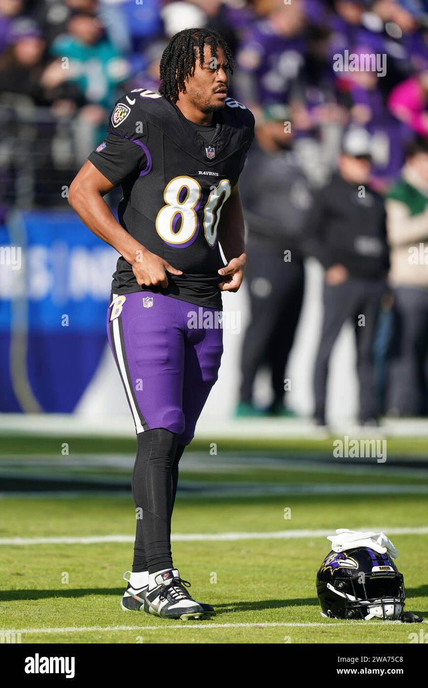 Baltimore Ravens tight end Isaiah Likely (80) during an NFL football ...