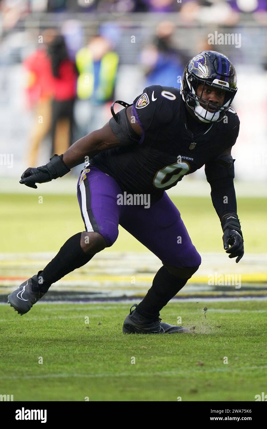 Baltimore Ravens linebacker Roquan Smith (0) during an NFL football ...