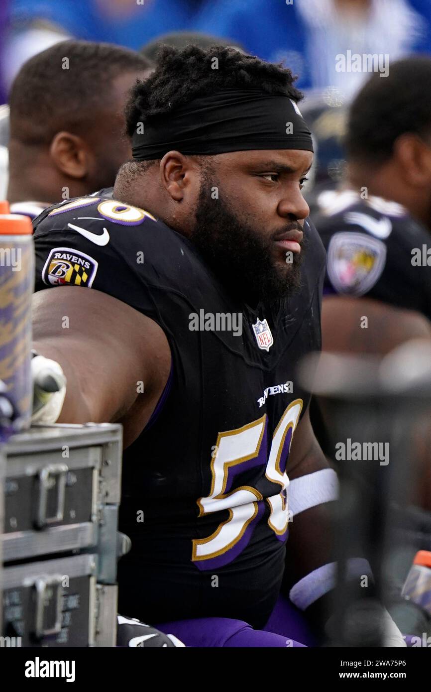 Baltimore Ravens defensive tackle Michael Pierce (58) during an NFL ...