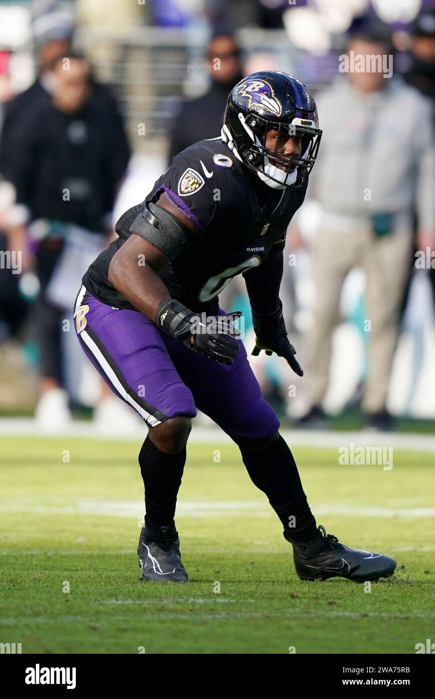 Baltimore Ravens linebacker Roquan Smith (0) during an NFL football ...