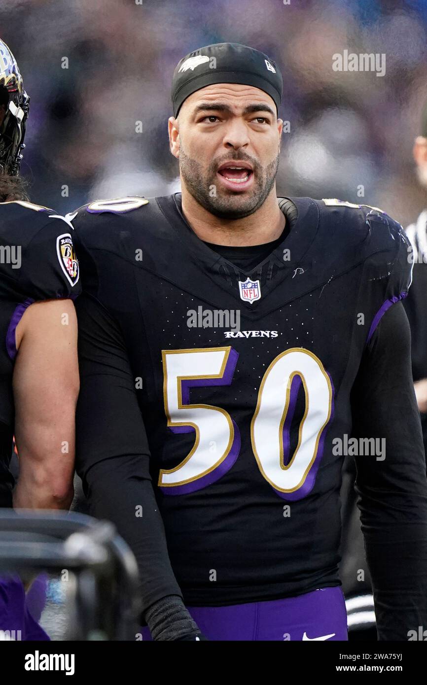 Baltimore Ravens linebacker Kyle Van Noy (50) during an NFL football ...