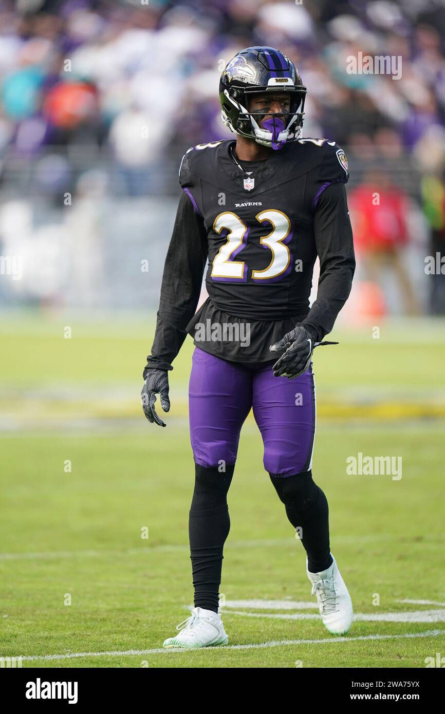 Baltimore Ravens cornerback Rock Ya-Sin (23) during an NFL football ...