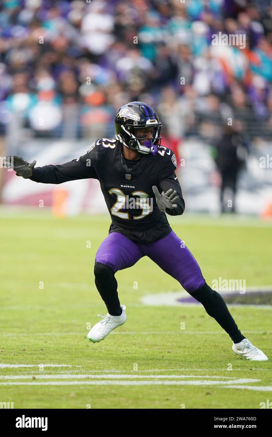 Baltimore Ravens cornerback Rock Ya-Sin (23) during an NFL football ...