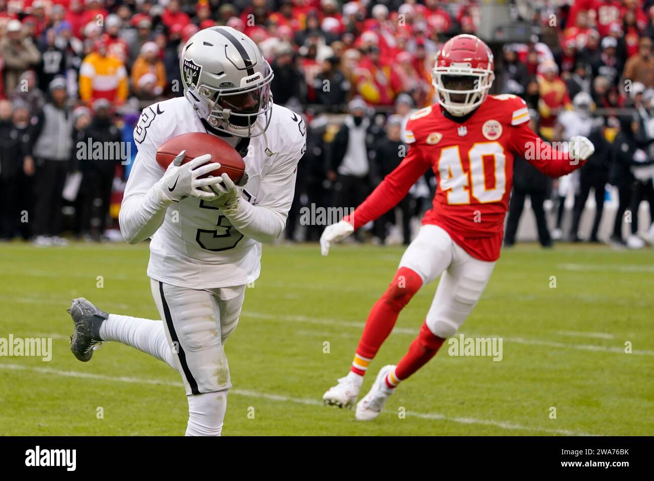 Las Vegas Raiders wide receiver DeAndre Carter (3) catches a pass ...