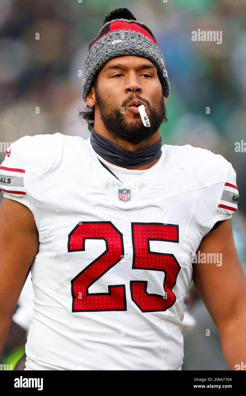 Arizona Cardinals linebacker Zaven Collins (25) leaves the field at the ...