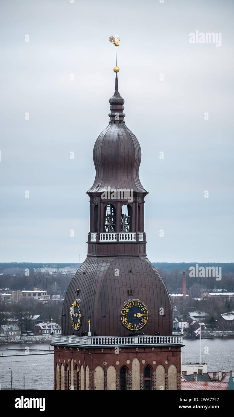 Riga, Latvia. 31st Dec, 2023. The spire of Riga Cathedral. Credit ...
