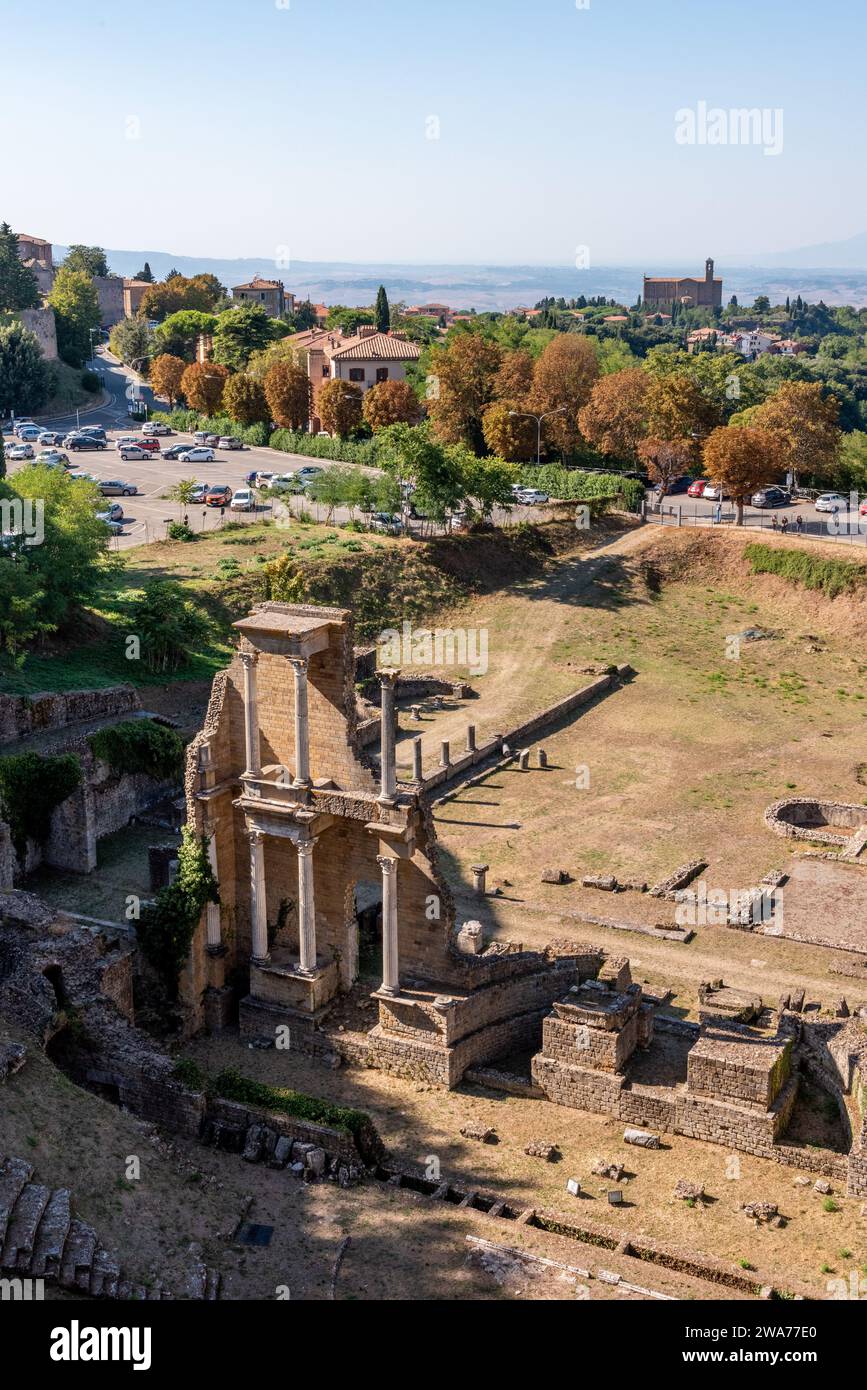 The ancient Roman theatre in the Tuscan city of Volterra, Italy Stock ...