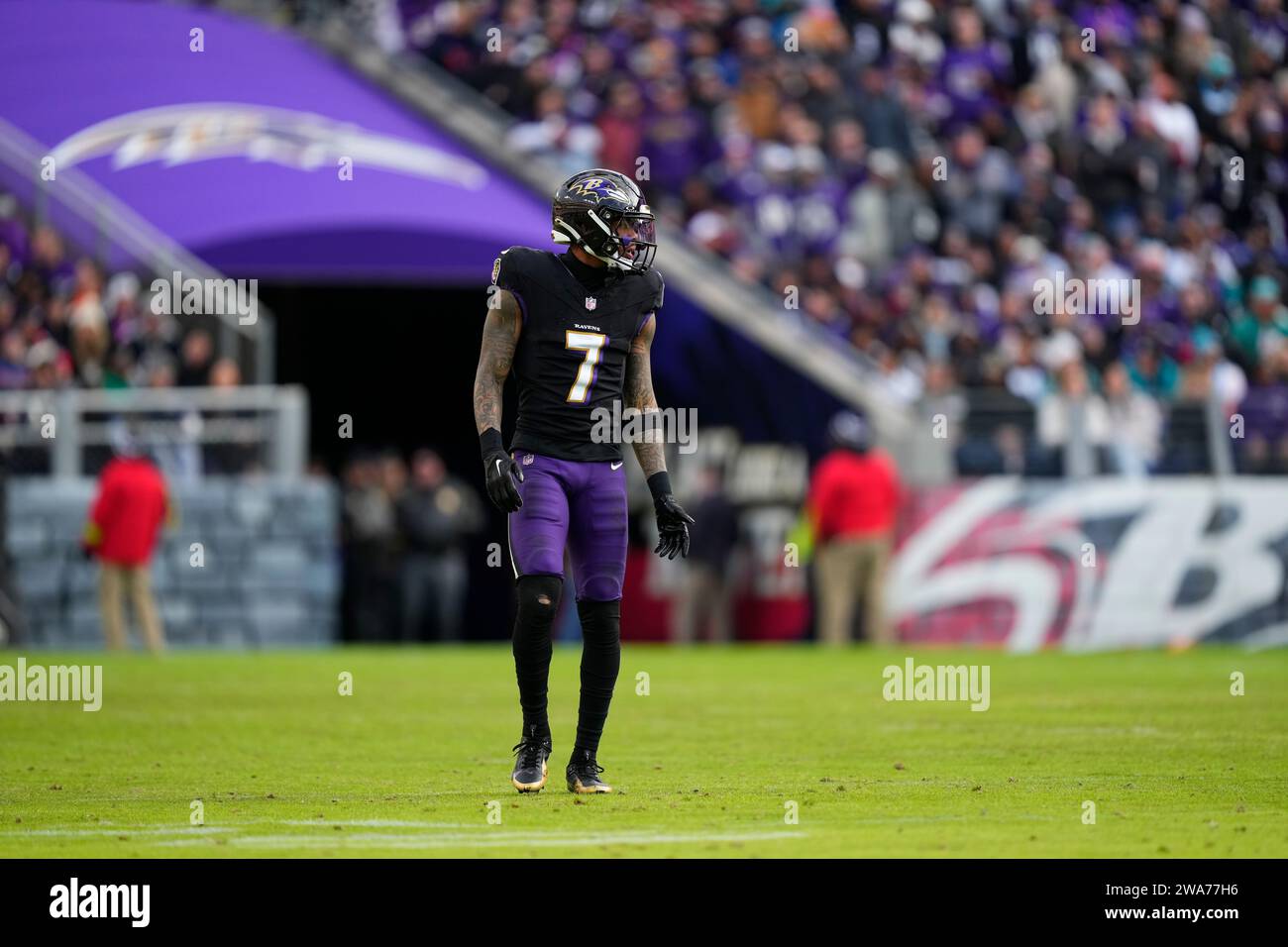 Baltimore Ravens' Rashod Bateman in action during an NFL football game ...