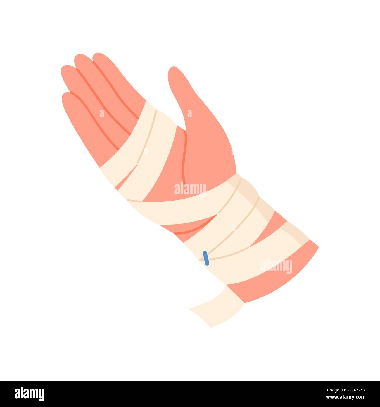 Damaged hand with medical bandage. First aid measure for injured hand ...