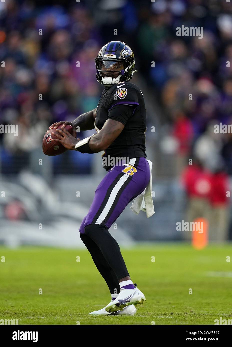 Baltimore Ravens quarterback Tyler Huntley in action during an NFL ...
