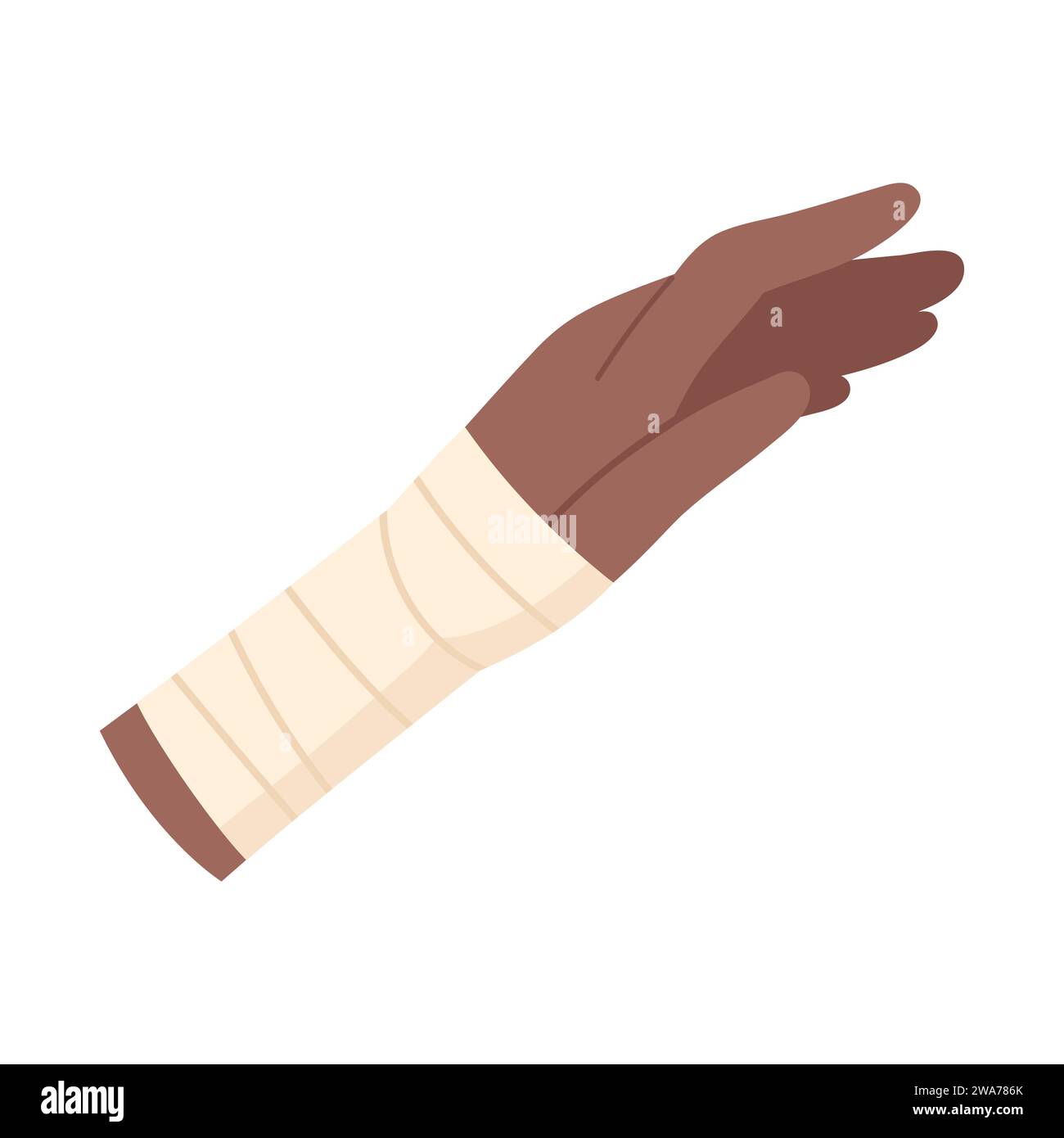 Injured hand with medical bandage. First medical aid for broken hand ...