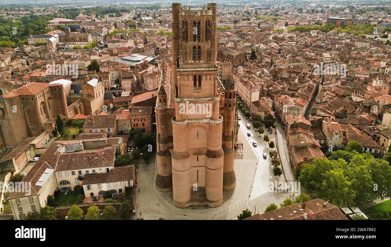 drone photo Sainte-Cecile cathedral, Cathédrale Sainte-Cécile Albi ...