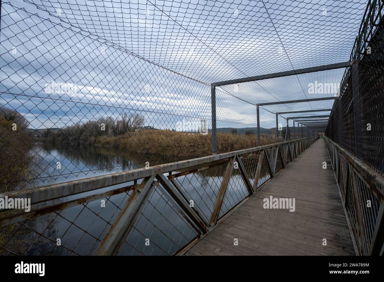 The Ter river is seen with low water level from the Colomers lock. Due ...