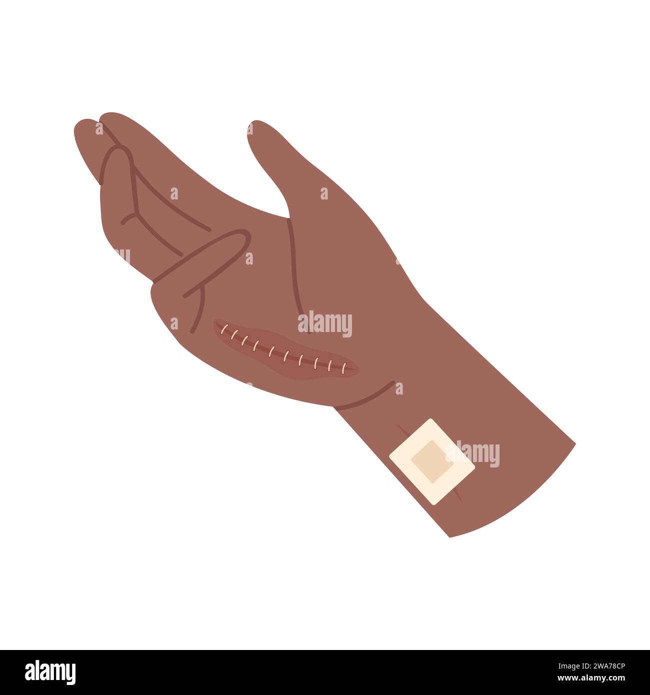Injured hand with stitches. First medical aid for body wound cartoon vector illustration Stock ...