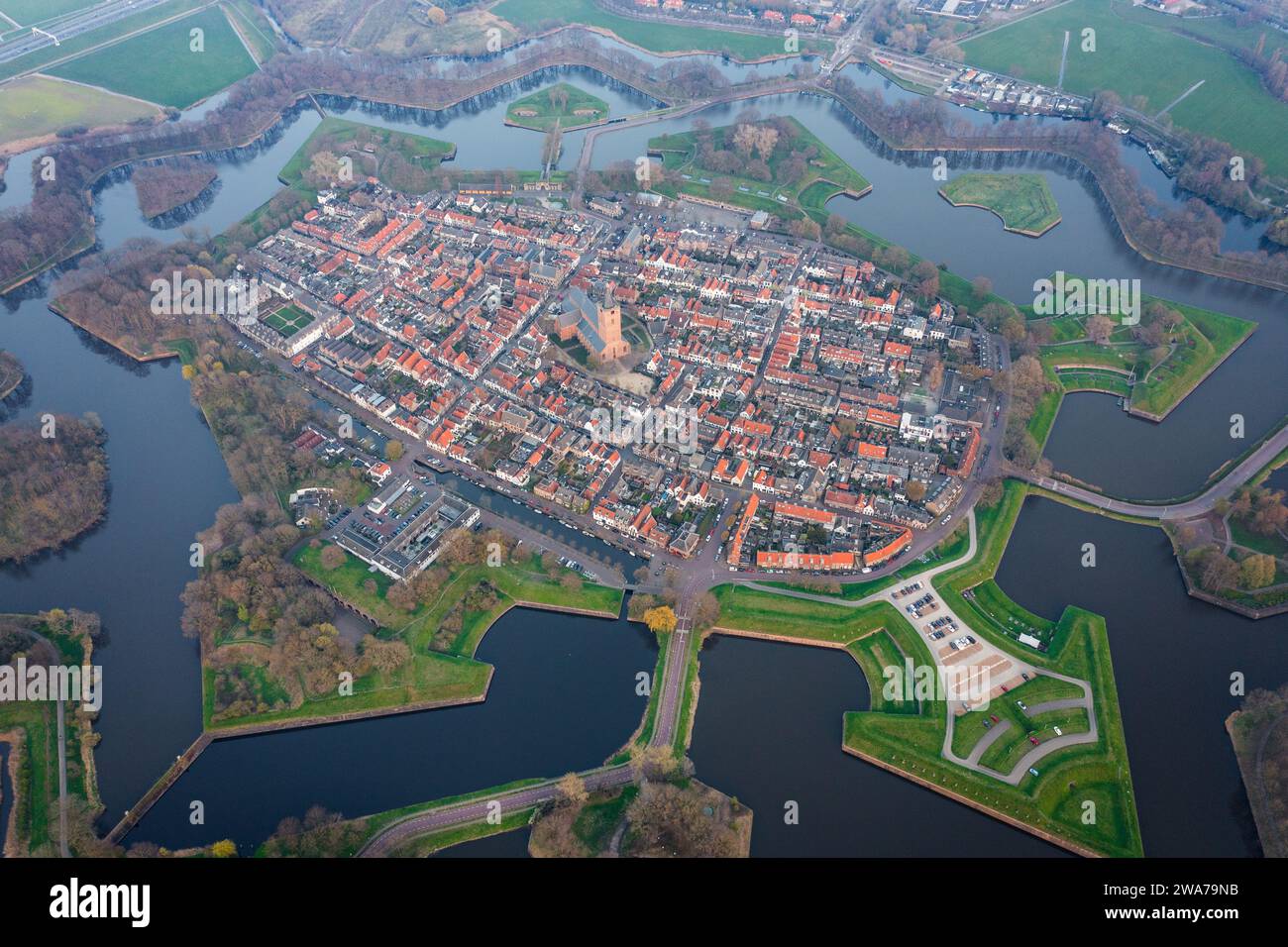 dutch village of naarden from the sky Stock Photo - Alamy