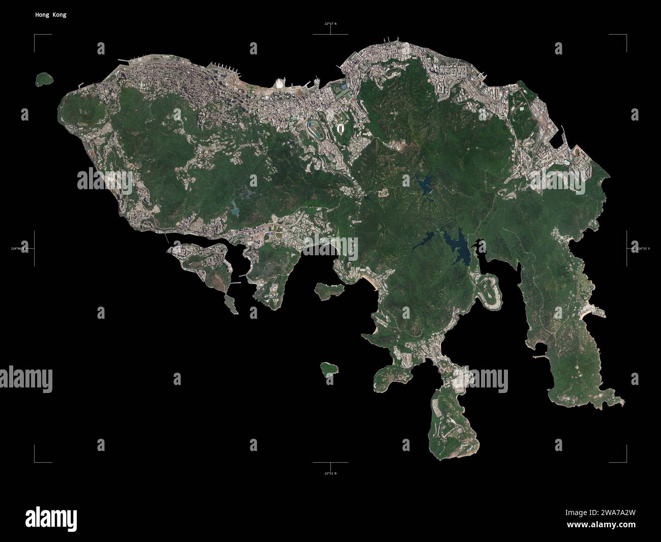 Shape of a high resolution satellite map of the Hong Kong, with ...