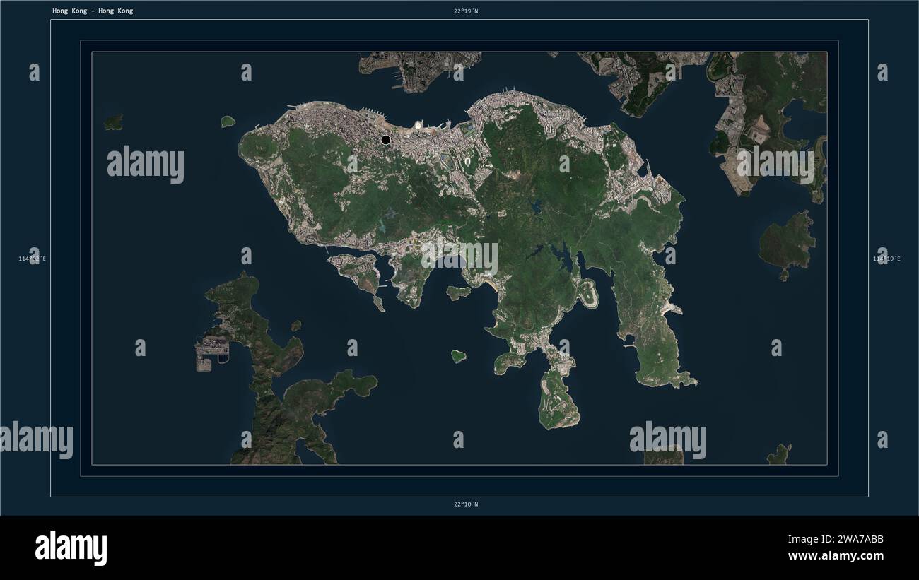 Hong Kong highlighted on a high resolution satellite map map with the ...