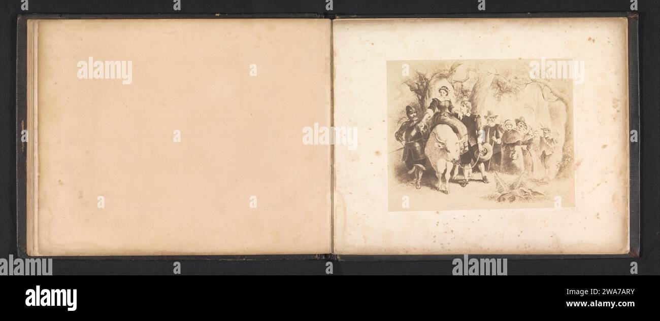 Photo production of a drawing, representing Priscilla Alden, sitting on ...