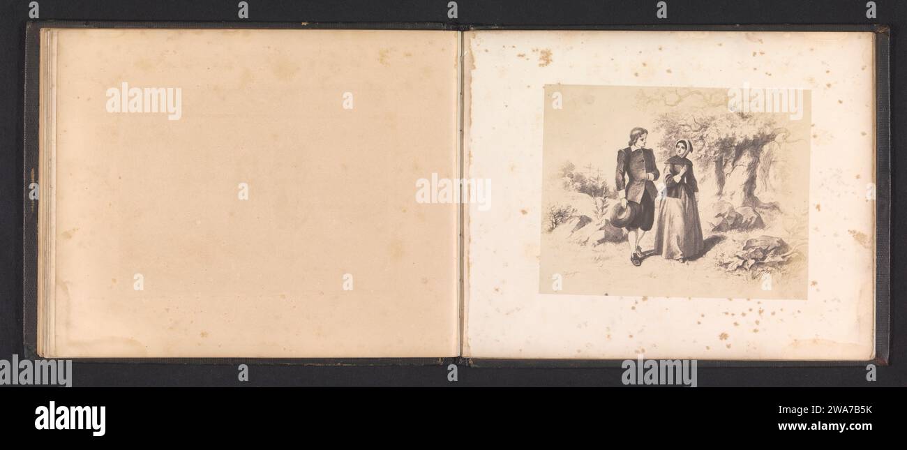 Photo production of a drawing, representing John Alden and Priscilla ...