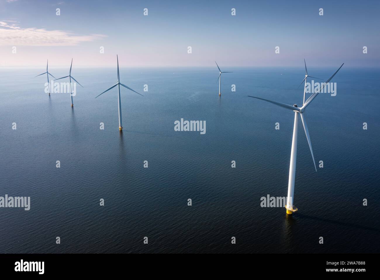 Aerial view wind turbines sunset hi-res stock photography and images ...